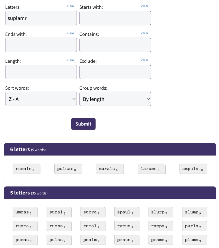 Word Maker: 30+ point words for Scrabble and WWF – WordsRated