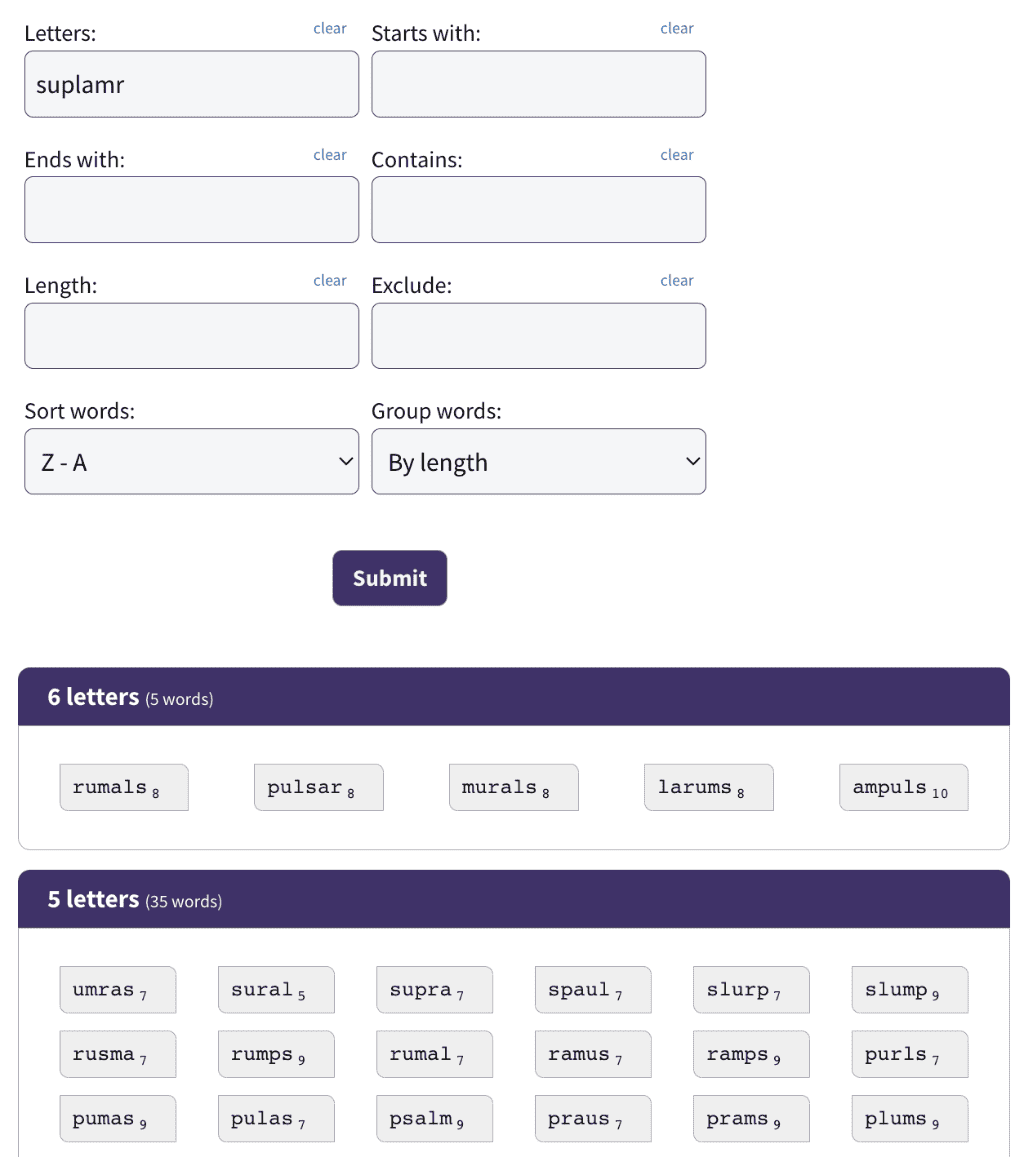 Word Maker: 30+ point words for Scrabble and WWF – WordsRated